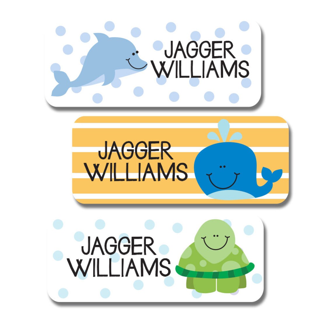 Personalized Name Labels | Kids Waterproof Stickers | Sea | Dolphin ...