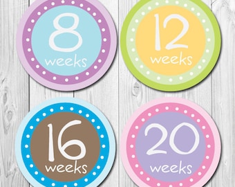 12 Weekly Pregnancy Belly Bump Stickers Pink Blue Orange Green - Etsy
