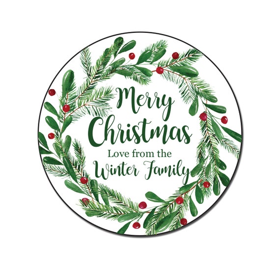 Personalized Christmas Wreath Stickers Wreath Labels | Etsy