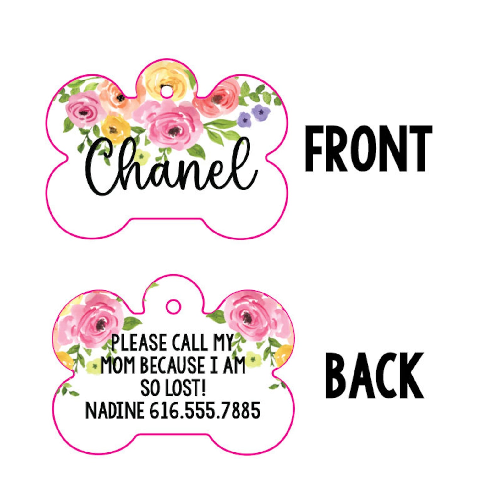 Call My Mom I Am Lost Dog Tag Floral Pet Tag Personalized - Etsy