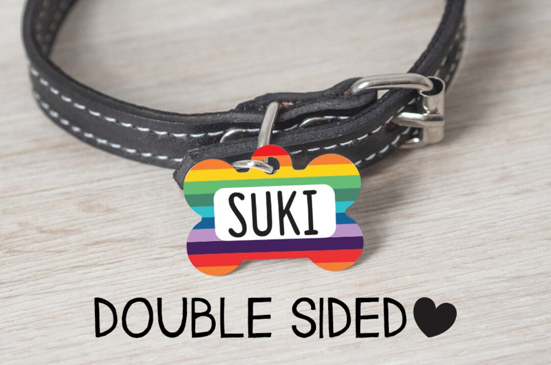 Rainbow Dog Tag, Personalized Pet ID Dog Tag, Gay Dog Tag, Custom Dog ...