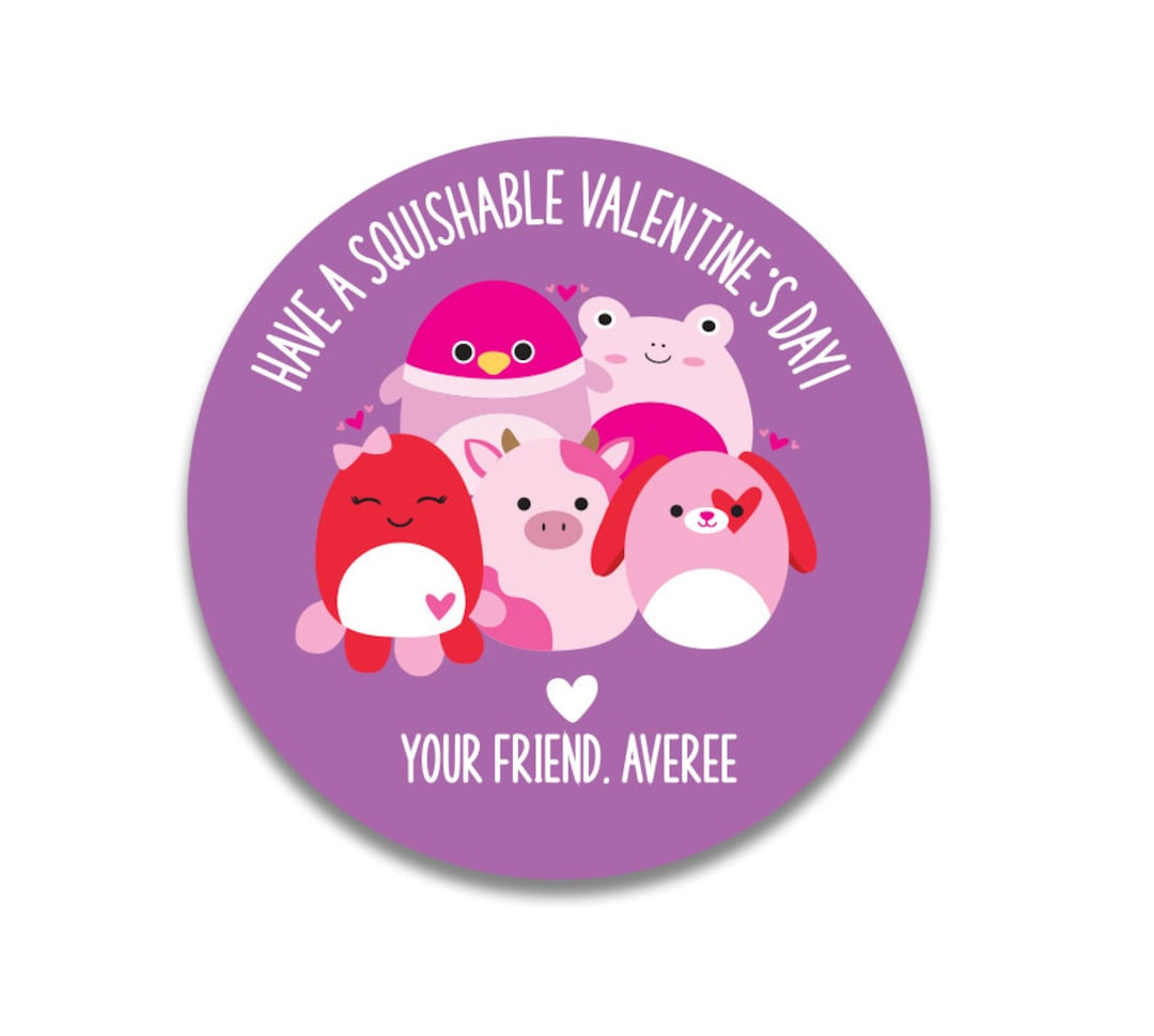 Squishmallow Valentine Day Stickers, Personalized Valentine Labels for ...