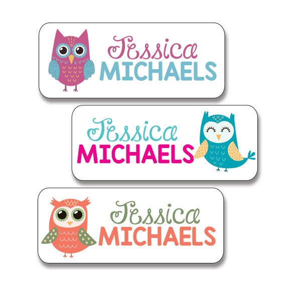 30 Waterproof Name Labels for Girls, Owl Woodland Dishwasher Safe for ...