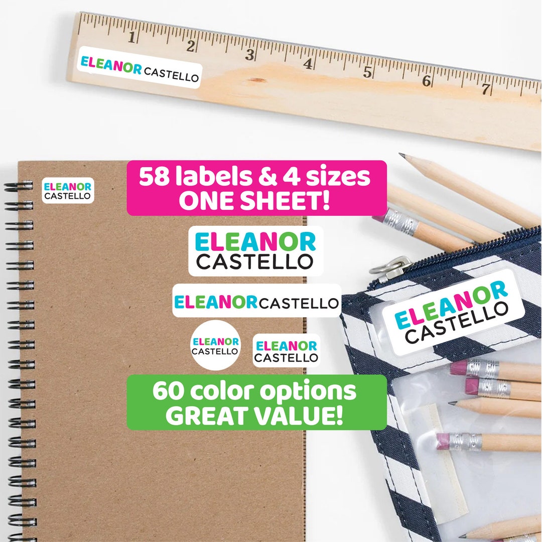58 School Supply Labels Variety Sizes - Waterproof Dishwasher Safe ...