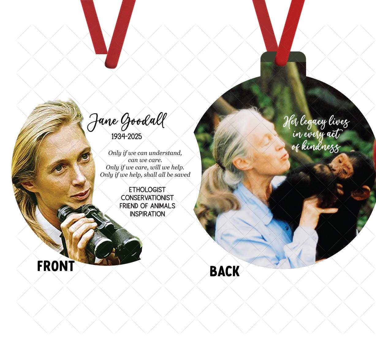 Jane Goodall Memorial Ornament 2025 | Tribute Keepsake Gift ...