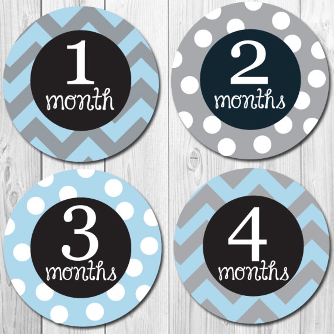 Blue and Gray Monthly Baby Stickers Boy or Girl Baby Month | Etsy