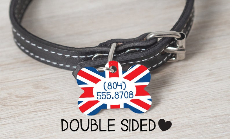 British Dog Tag Personalized UK Flag Dog Tag Custom Pet ID - Etsy