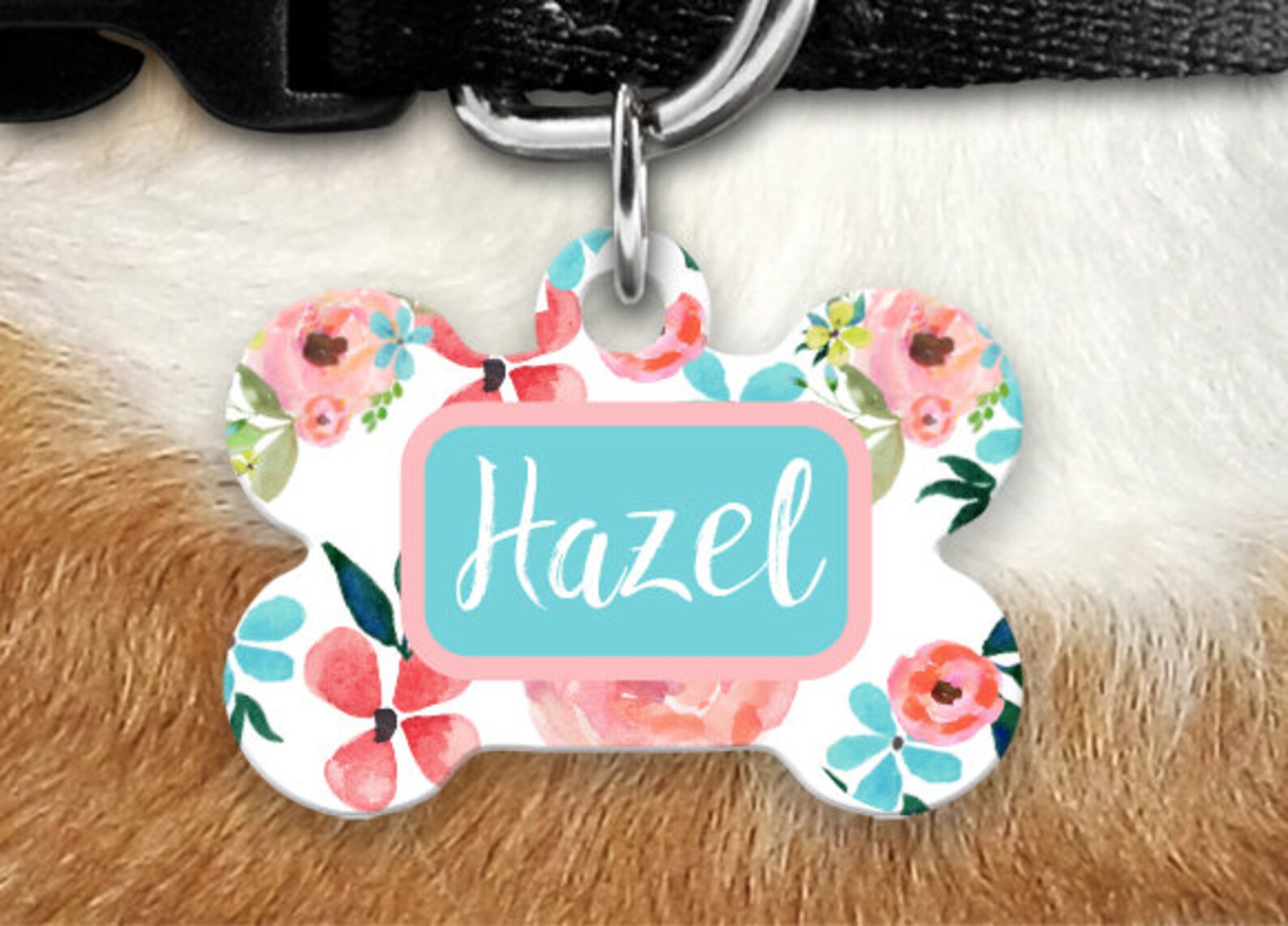 Personalized Dog Tag Floral Dog Tag Girl Dog Tag Flower Dog | Etsy