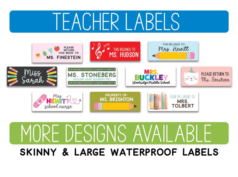Teacher Labels Teacher Book Labels Waterproof School - Etsy