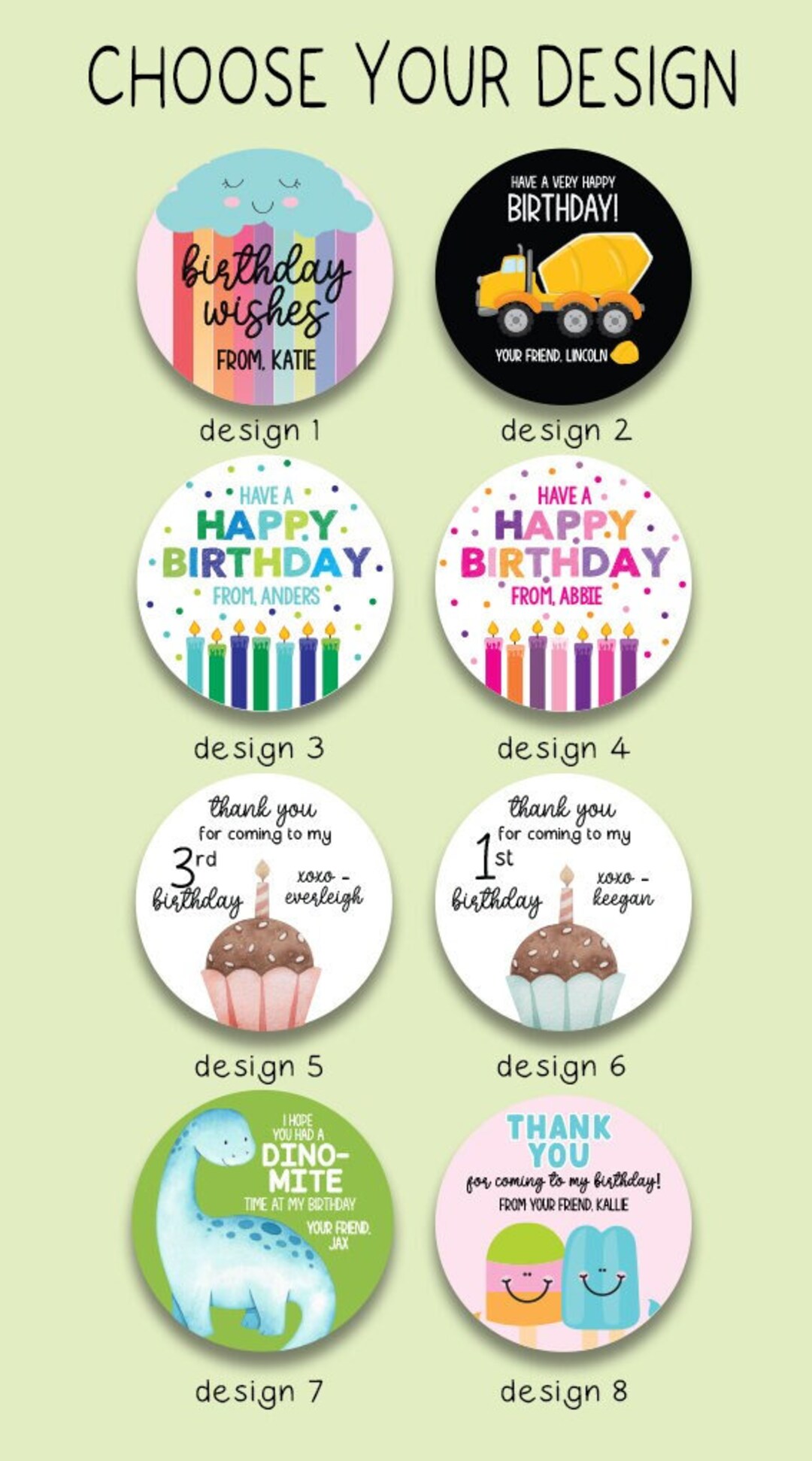 Birthday Sticker, Happy Birthday Sticker, Custom Boys & Girls Birthday ...