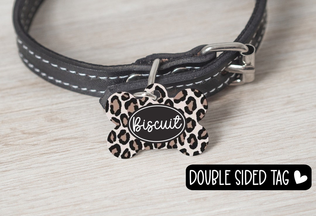 Custom Dog ID Tag, Chetah Pattern Dog Tag for Collar, Personalized Pet ...