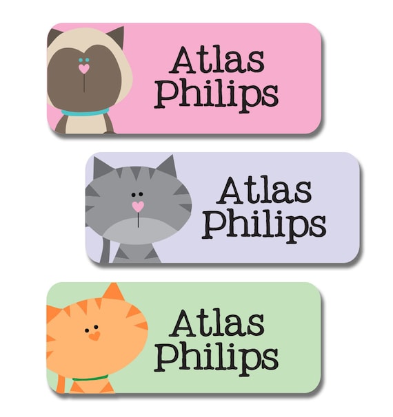 Labels Cats Water Bottle Labels Labels for School Labels for Daycare ...