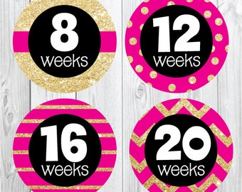 12 Weekly Pregnancy Belly Bump Stickers Pink Blue Orange Green - Etsy