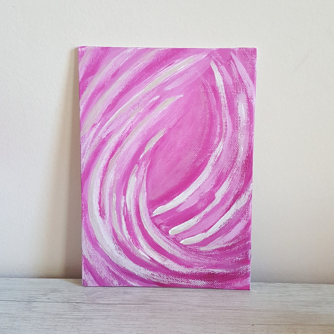 Small Pink Abstract Art, Pink Abstract Painting, Small Pink Art, 5 X 7 ...