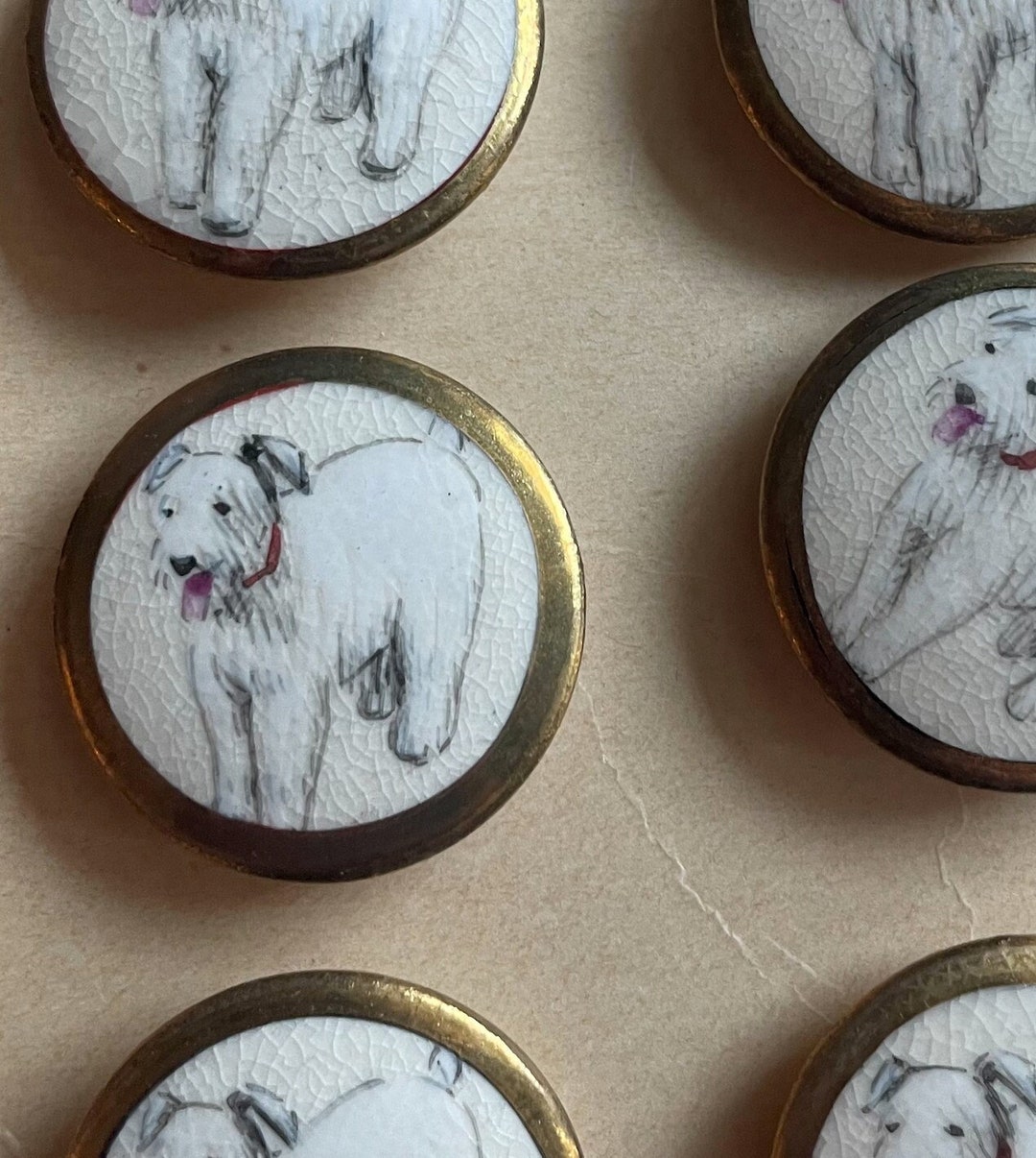 Vintage, Handpainted Satsuma Poodle Button - Etsy