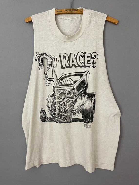 Rat Fink Ed Roth The Rat trashed tank top, cut off sl… - Gem