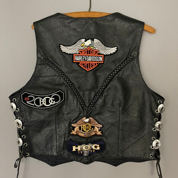 Leather Harley Davidson Vest - Etsy