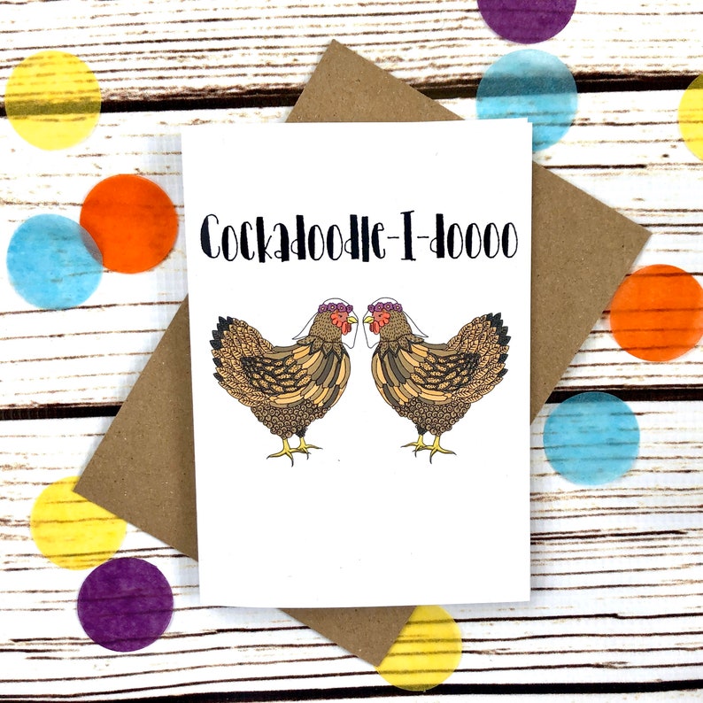 Cockadoodle I Do Chicken Animal Pun Wedding Card for Mrs and - Etsy