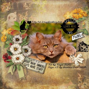 Digital Scrapbook Kit for Pets, Cat Theme Kitty Cat Kit Embellishments ...