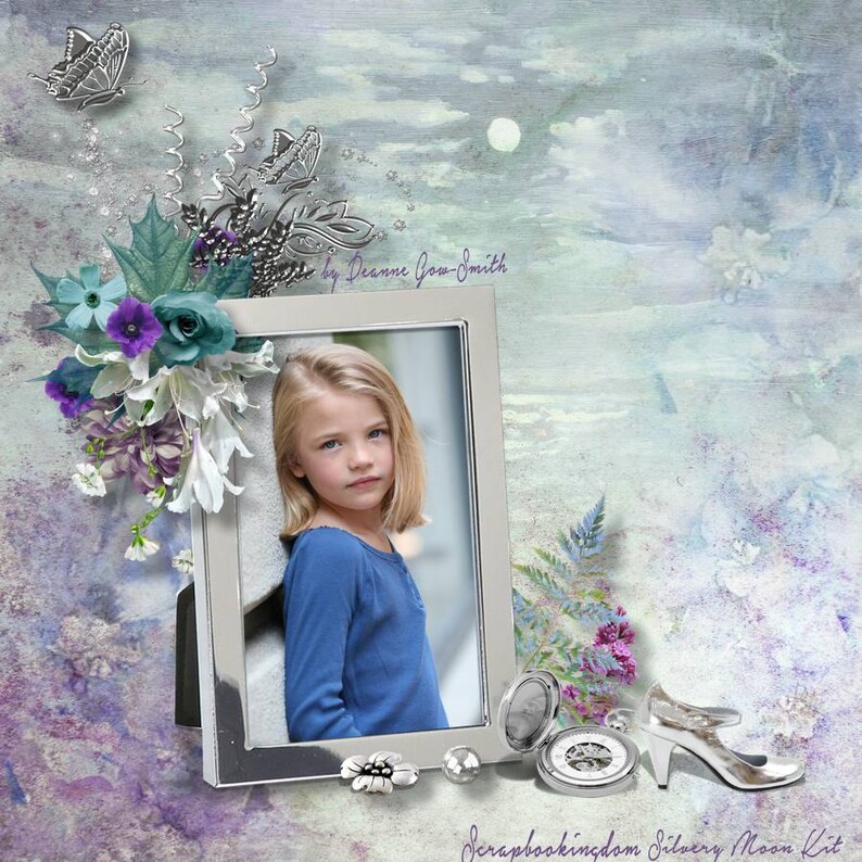 Silvery Moon Scrapbooking Kit Metalic Silver Embellishments Delicate ...