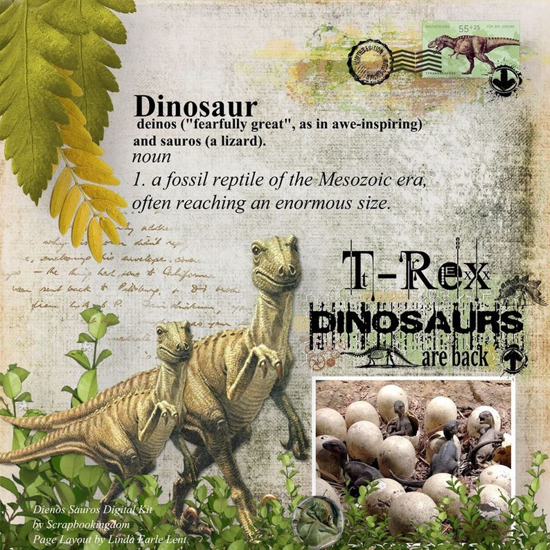 Dinosaur Scrapbook Kit Realistic Dinosaur embellishments | Etsy