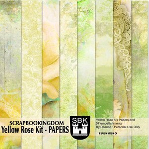 Yellow Rose Digital Scrapbooking Kit Stunning Yellow Roses Unique Items ...