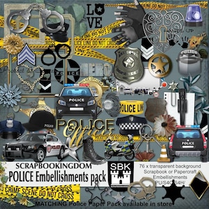 POLICE Digital Scrapbook Kit. 76 Digital Clipart Embellishments - Theme ...