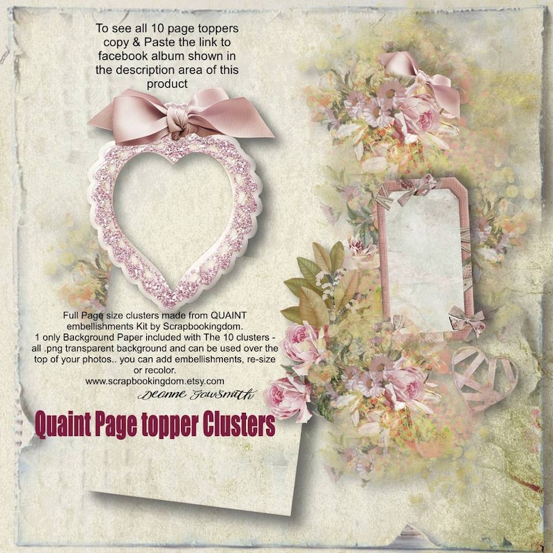 Page Topper Scrapbooking Clusters quaint 10 Full - Etsy Australia