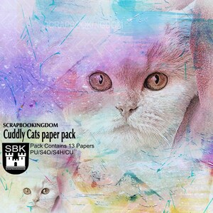 Cat Theme Digital Scrapbook Papers CUDDLY CATS 13 Papers All With ...