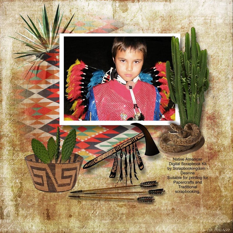 Native American Indian Scrapbook Kit,feathers, Arrows, Indian Chief ...