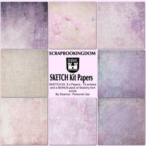 SKETCH Digital Scrapbook Kit Scrapbooking Papers 12x12 and Digital ...
