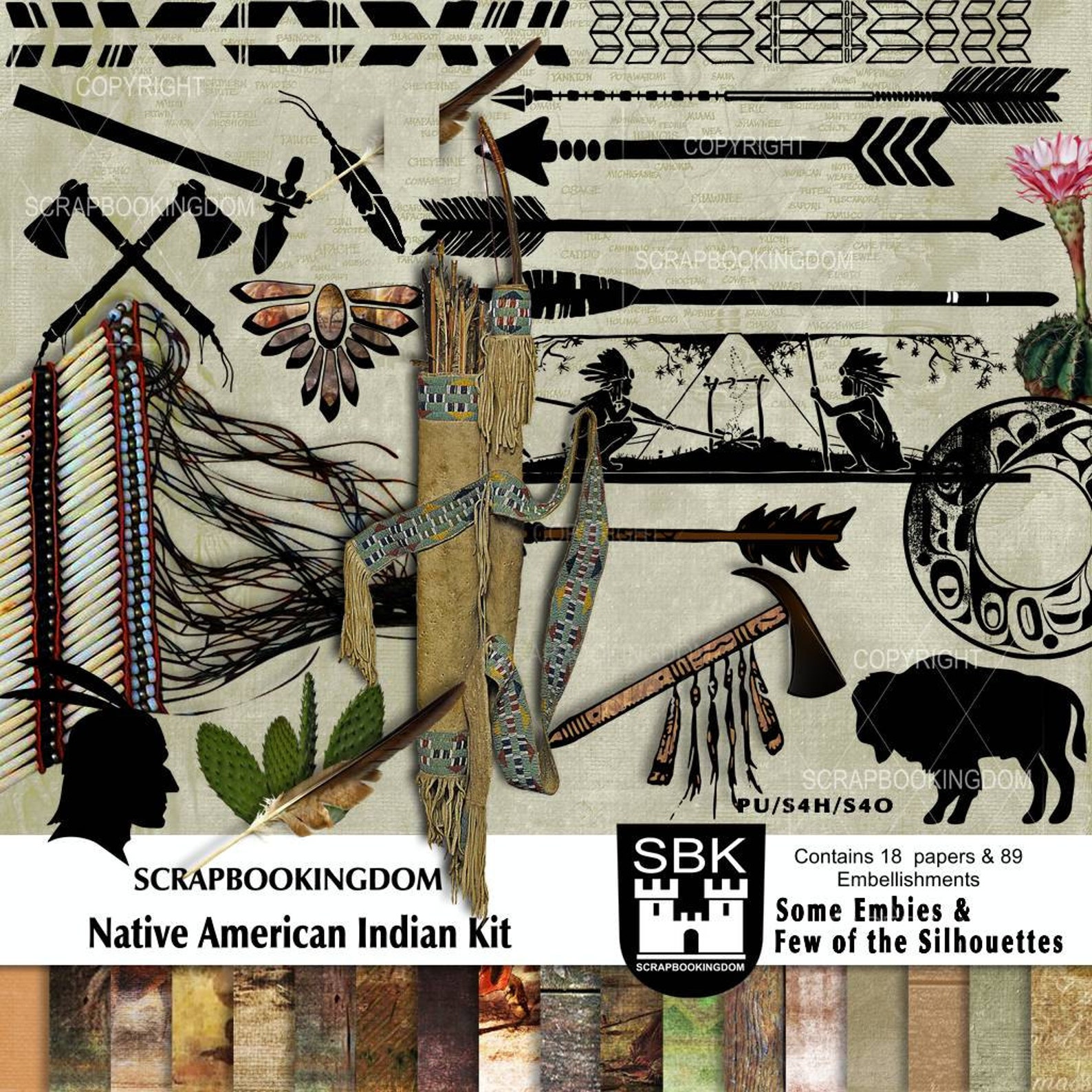 Native American Indian scrapbook kitfeathers arrows Indian | Etsy