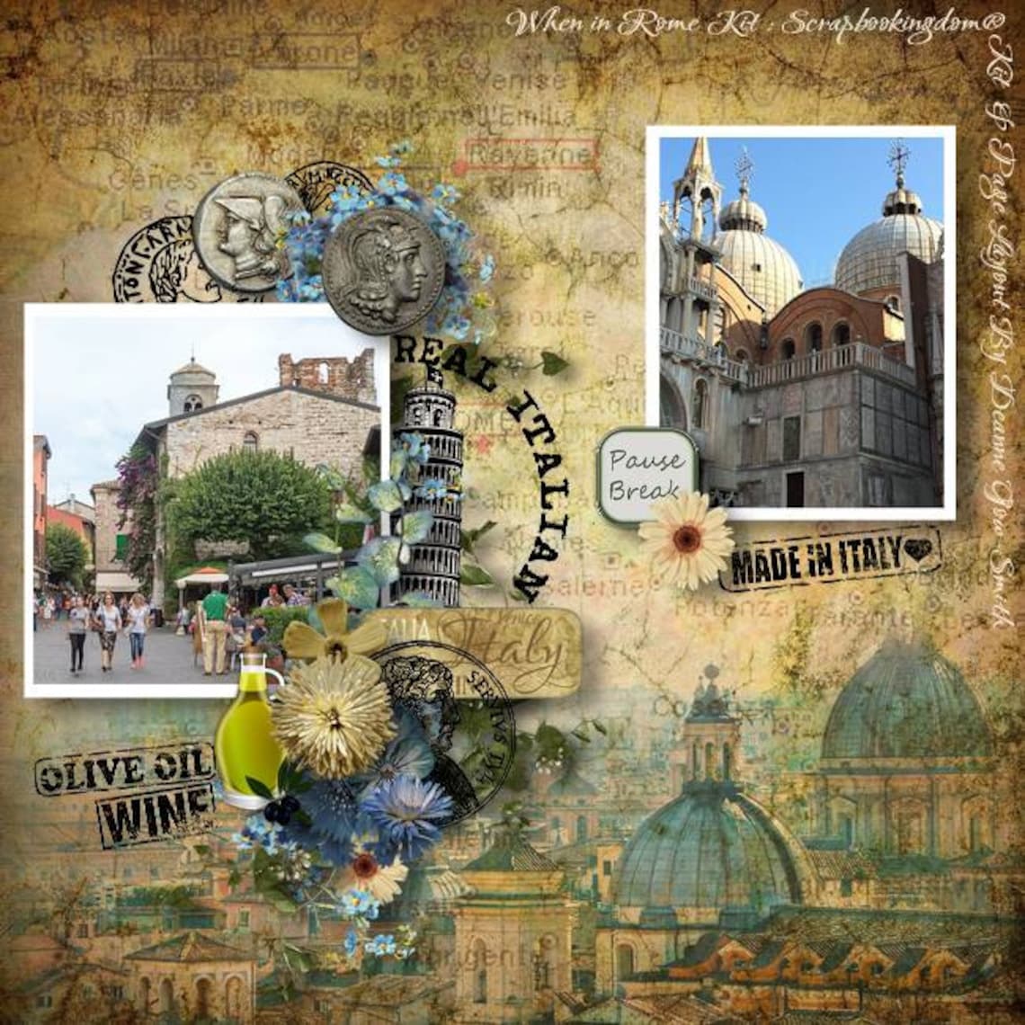 Rome Italy Scrapbook KIT -digital Embellishments and Scrapbook Papers ...