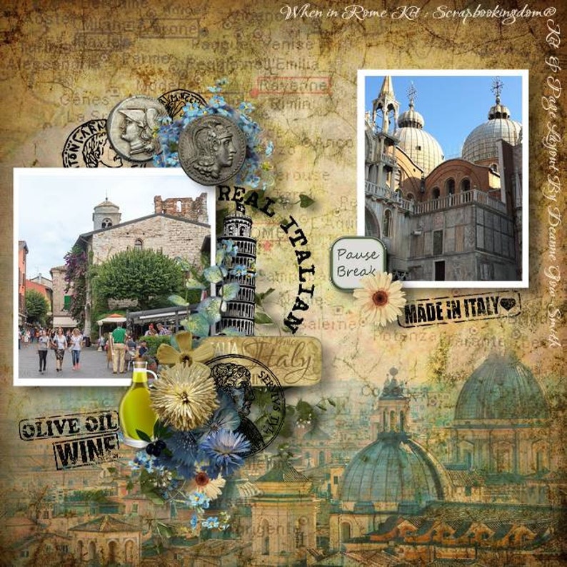 Rome Italy Scrapbook KIT -digital Embellishments and Scrapbook Papers ...