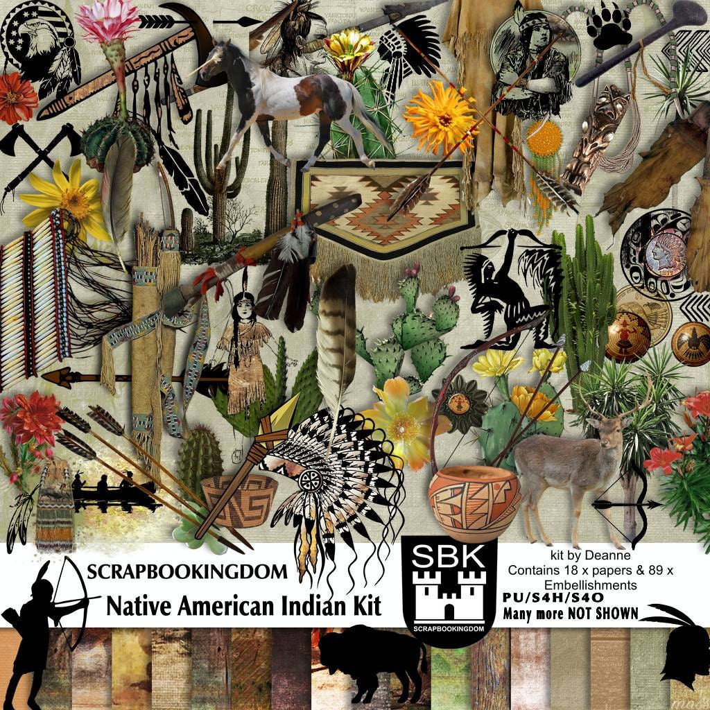 Native American Indian scrapbook kitfeathers arrows Indian | Etsy