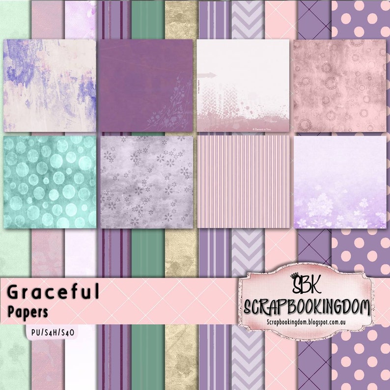 Digital Scrapbooking Kit GRACEFUL Embellishments and Papers - Etsy