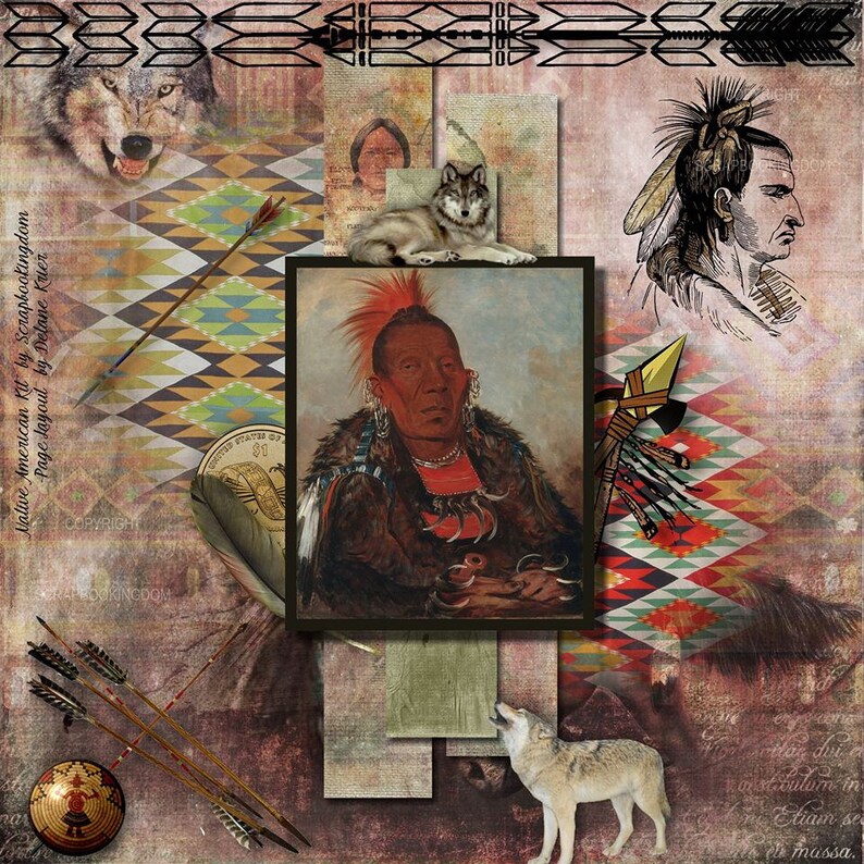 Native American Indian Scrapbook Kit,feathers, Arrows, Indian Chief ...