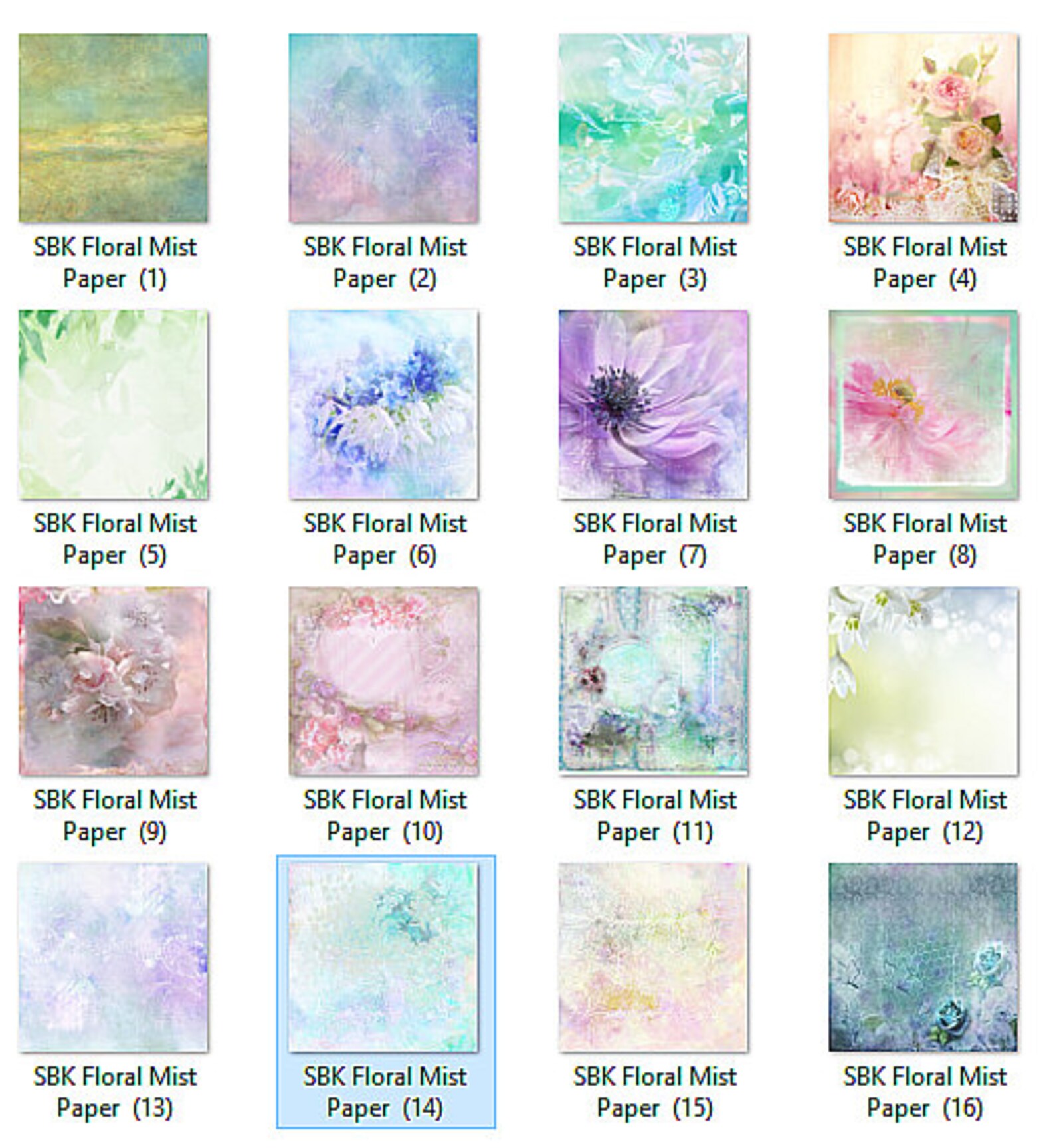 Floral Mist Digital Scrapbook Kit, Gorgeous Misty Pastel Soft Florals ...