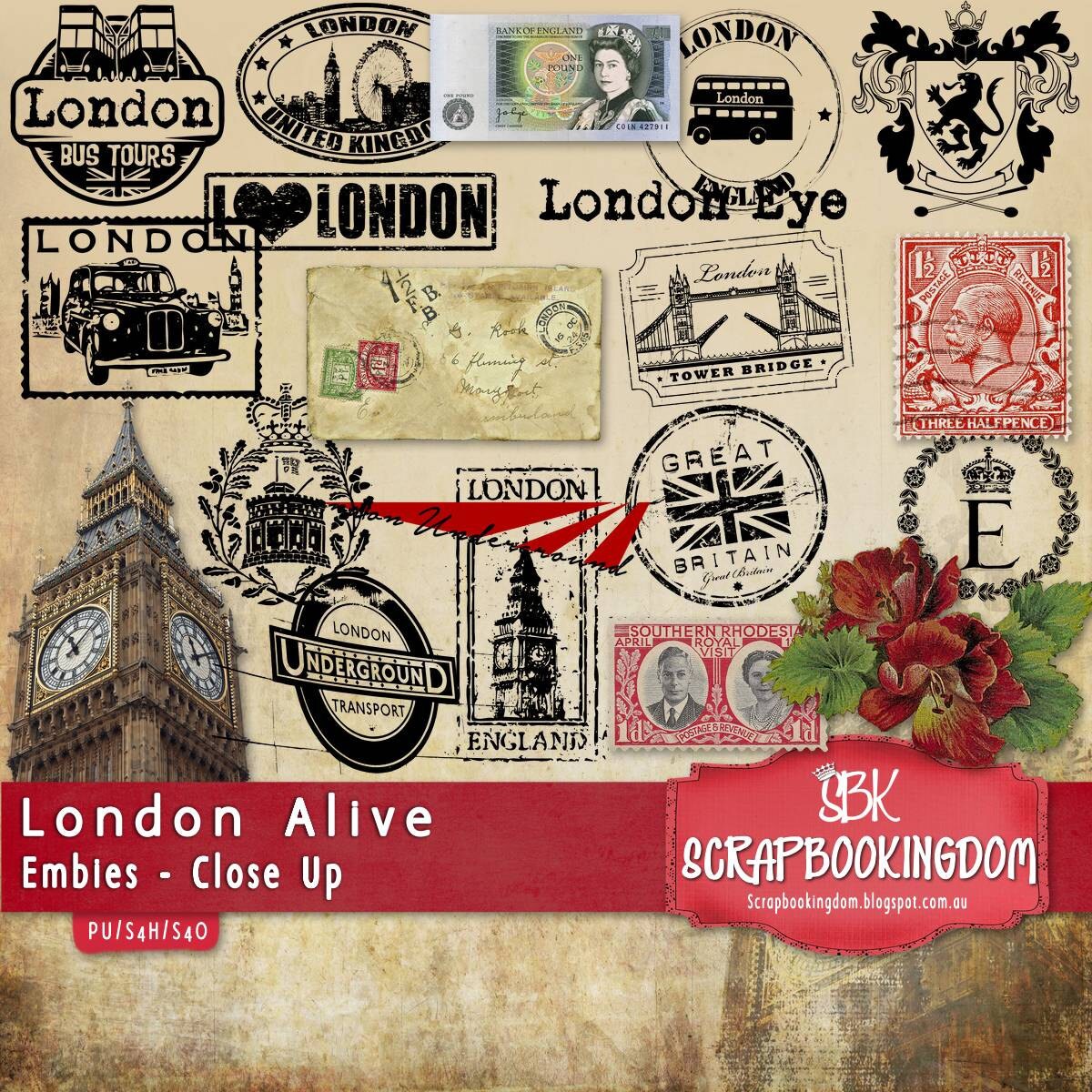 LONDON ALIVE : Scrapbooking Kit, Big Ben,london Eye,london Bridge ...
