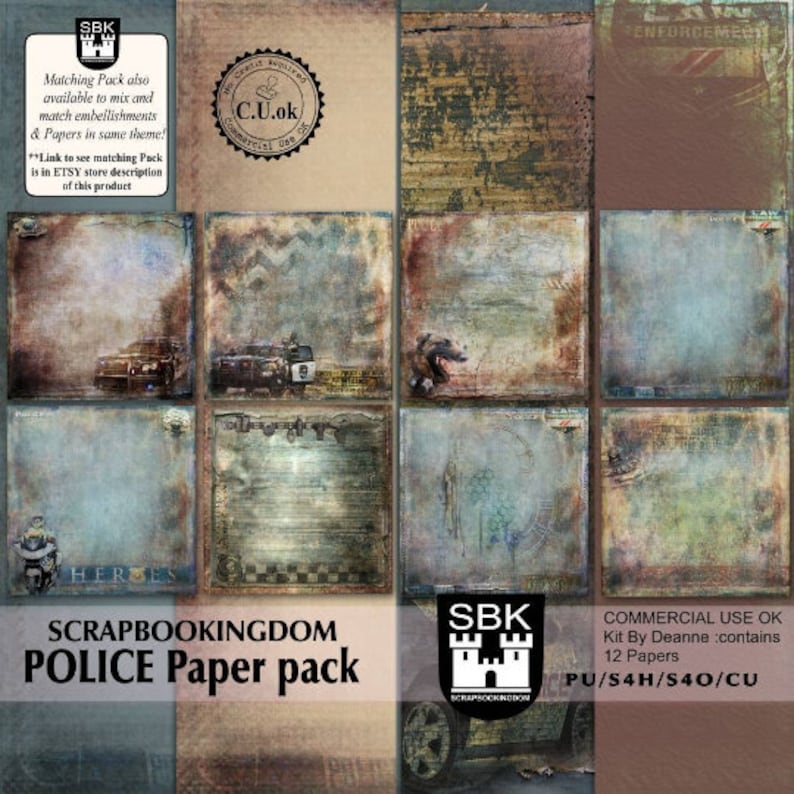 POLICE Digital Scrapbook Kit. 76 Digital Clipart Embellishments - Theme ...