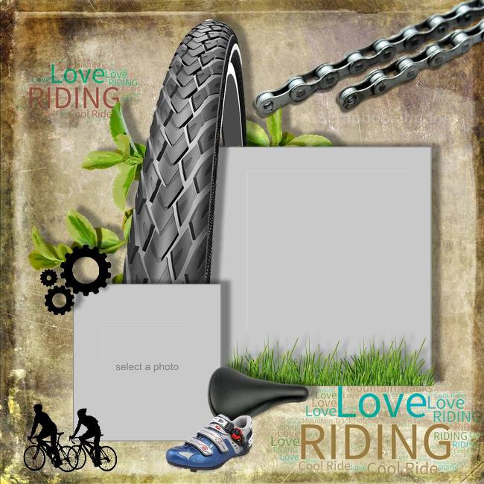 Cycling Themed Scrapbook Kit on Ya Bike Wheels Gears | Etsy