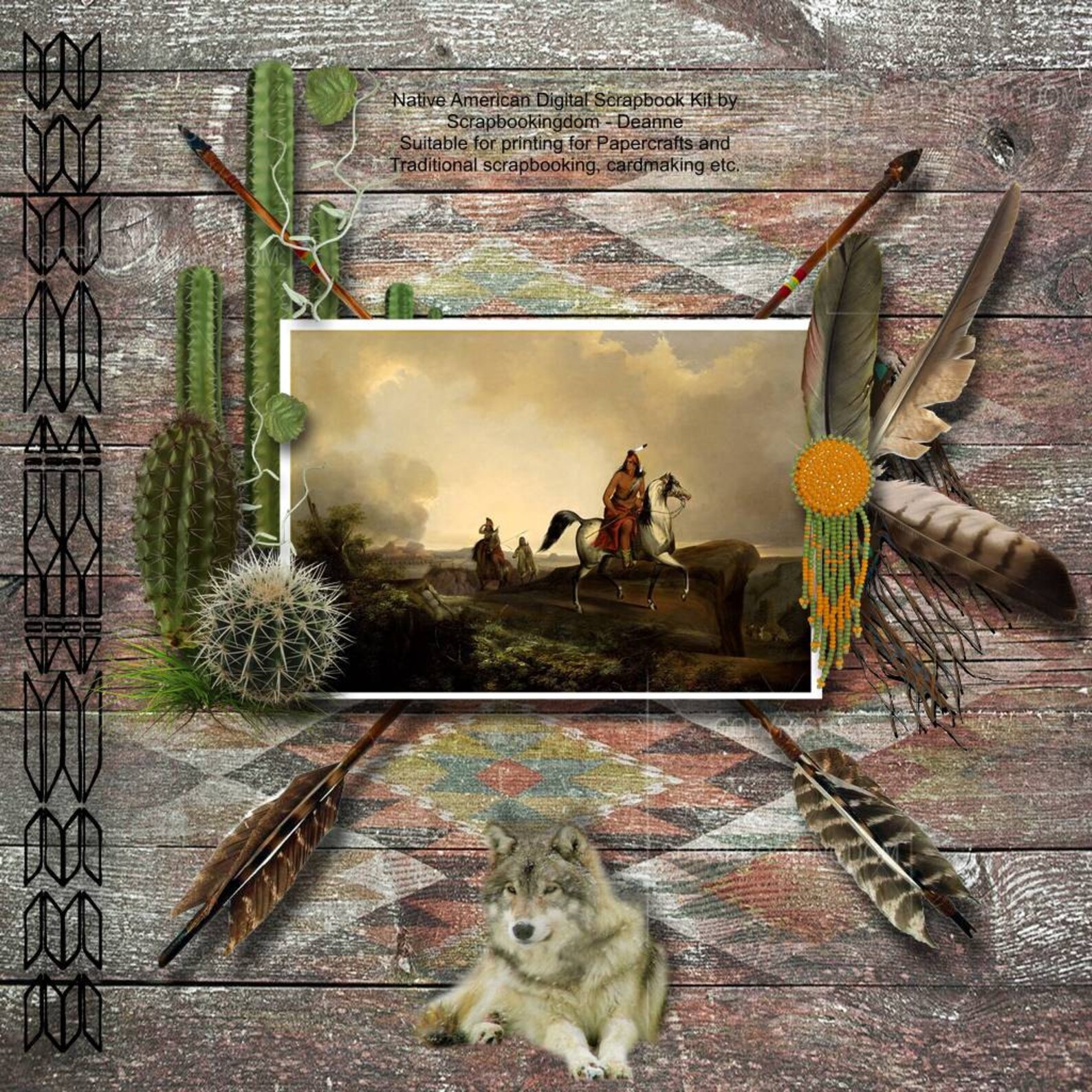 Native American Indian scrapbook kitfeathers arrows Indian | Etsy