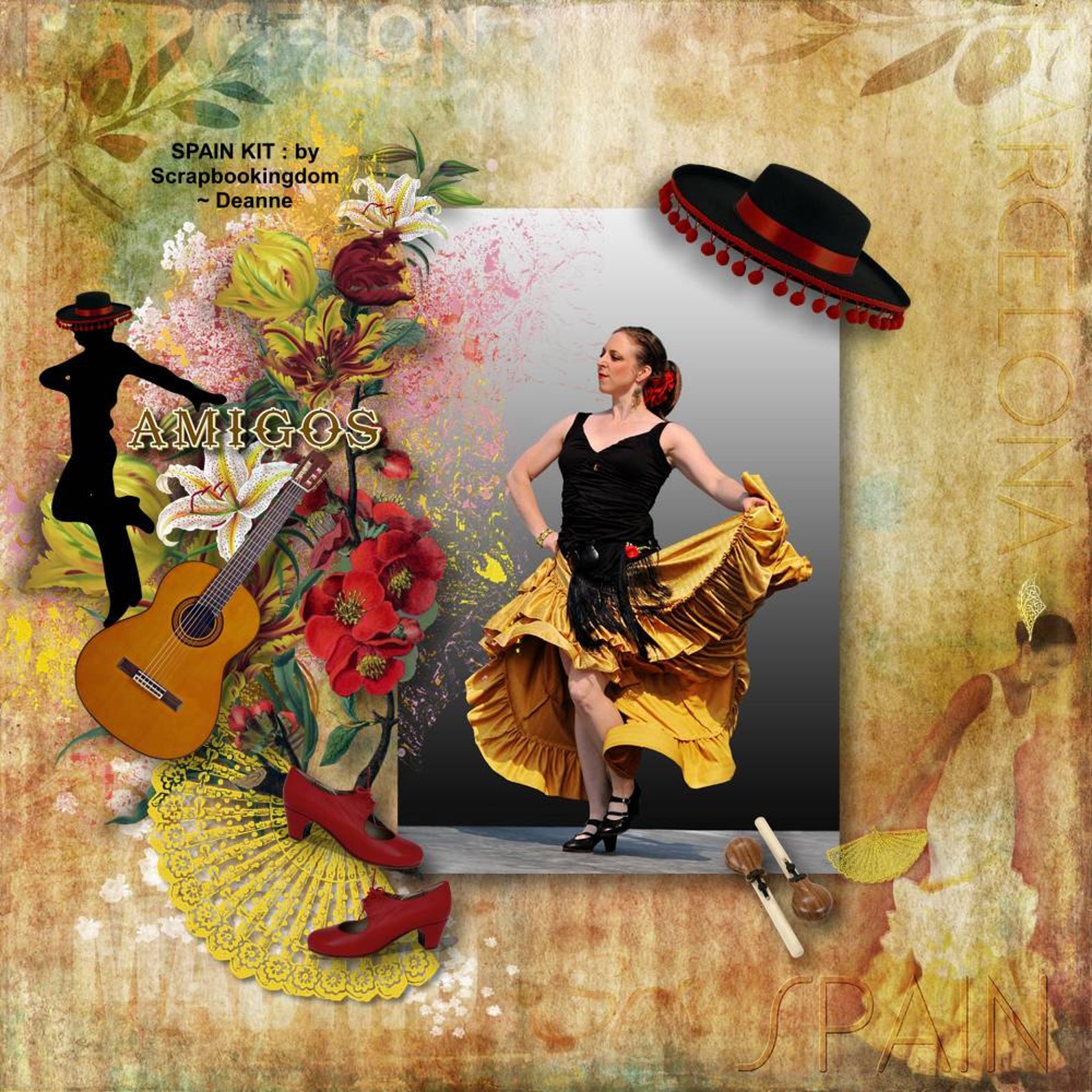 SPAIN Scrapbook Kit : Spanish Theme Andelusion, Barcelona, Gaudi ...
