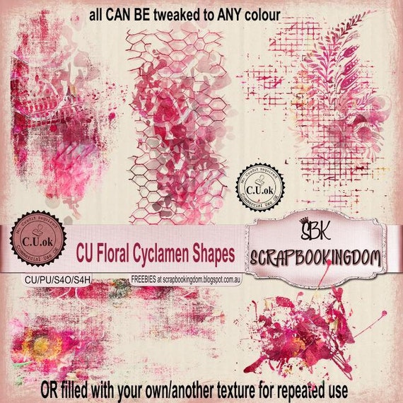 Cu Digital Scrapbook kit Shapes .png Stock FLORAL CYCLAMEN | Etsy