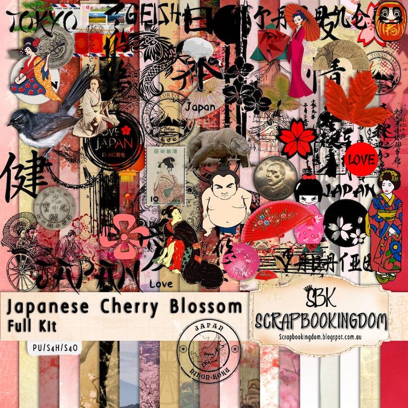 Japan Scrapbook Kit : Vacation, Travel, Japanese Cherry Blossom ...