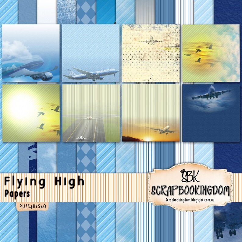 Flying theme Digital Scrapbook kit with planes : FLYING HIGH | Etsy
