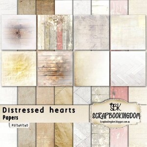 Romantic Love Scrapbook Kit DISTRESSED HEARTS ,hearts,flowers,foliage ...