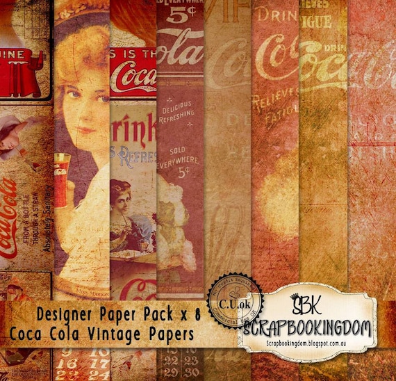 Coca Cola Vintage Papers Commercial Use Ok. Digital | Etsy