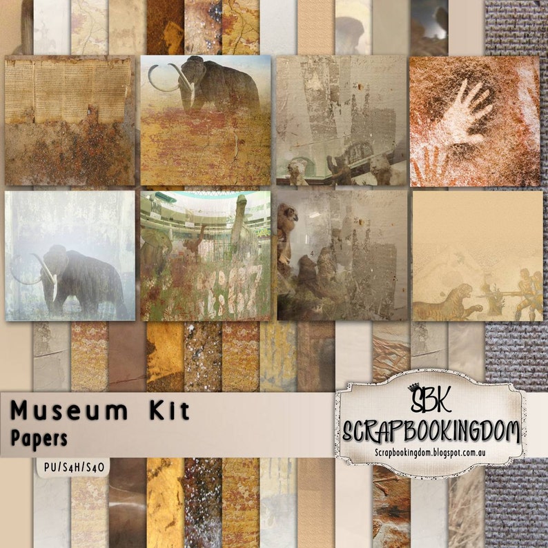 Museum Theme Scrapbook Kit 22 X Papers and 50 X Embellishments - Etsy