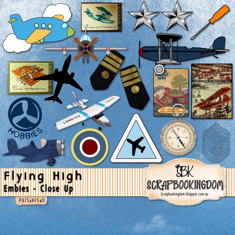 Flying Theme Digital Scrapbook Kit With Planes : FLYING HIGH - Etsy UK